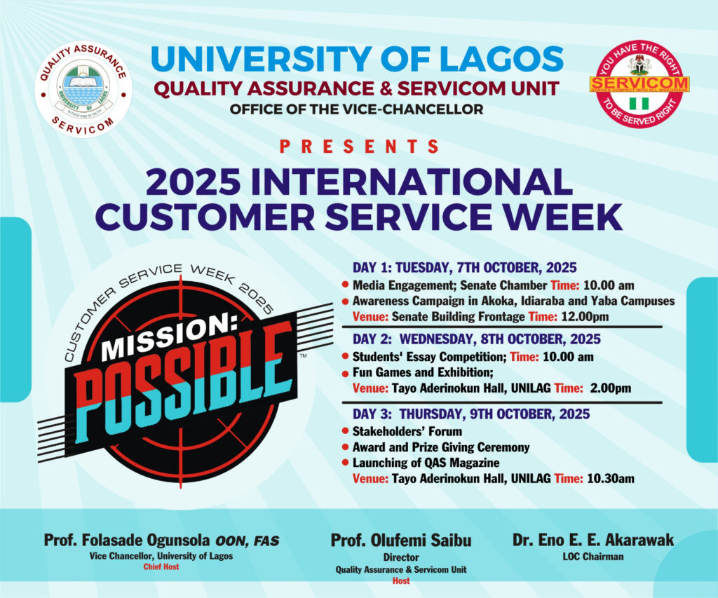 2025 UNILAG Int’l Customer Service Week Holds, Oct. 7 – 9 - University ...